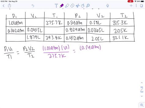 Solved Calculate The Number Moles Gas For Each Experiment Using Just