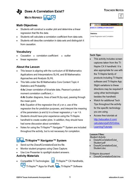 Doesacorrelationexist Teacher Pdf Linear Regression Regression Analysis