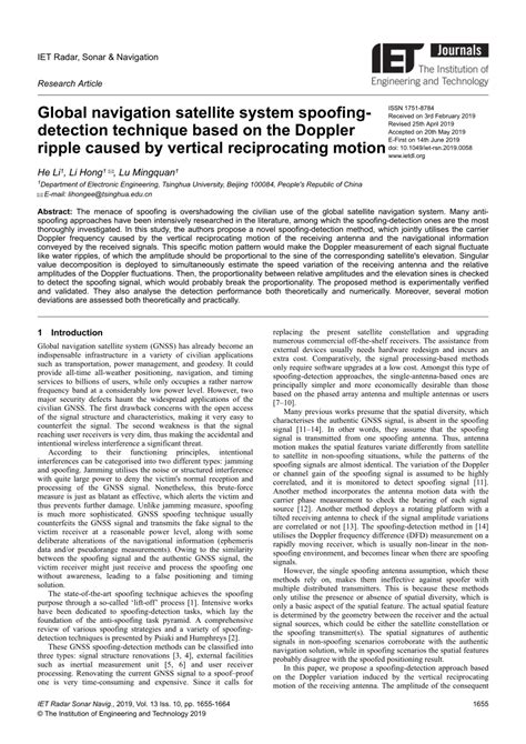 A Novel Gnss Spoofing Detection Technique Based On The Doppler Ripple Caused By Vertical
