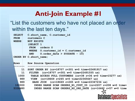 Ppt Speeding Up Queries With Semi Joins And Anti Joins How Oracle