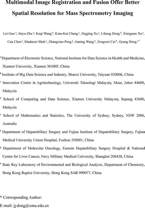 Multimodal Image Registration And Fusion Offer Better Spatial Resolution For Mass Spectrometry