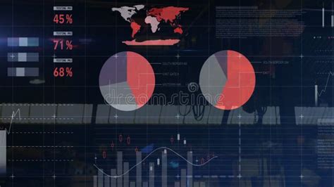 Flat Design Dashboard Presenting Testing Metrics Map Pie Charts Trend