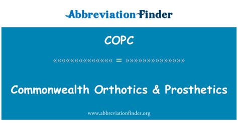 Copc Stands For Commonwealth Orthotics And Prosthetics Abbreviation Finder