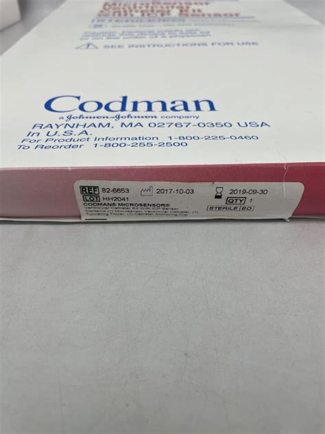 New Codman 82 6653 Microsensor Ventricular Catheter Kit With Icp Sensor