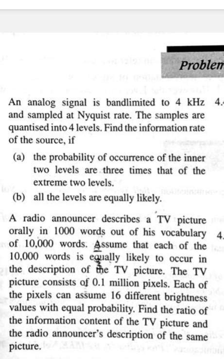 Solved An Analog Signal Is Bandlimited To 4kHz 4 And Chegg Com