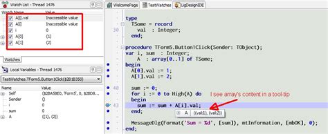 Delphi Strange Inaccessible Value In Debugger Stack Overflow