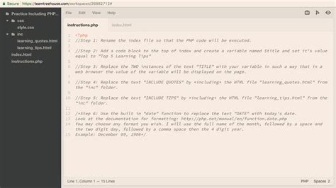 Introducing The Practice How To Practice Including Php With Html Treehouse