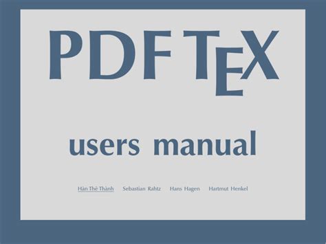 The PdfTeX Users Manual