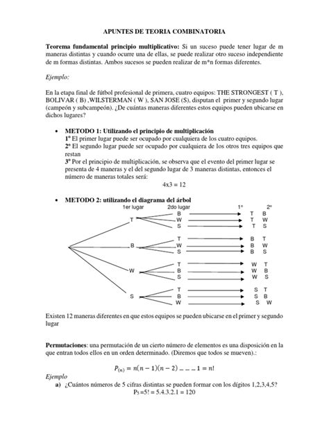 Apuntes De Teoria Combinatoria Pdf Combinatoria Permutación