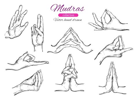 Premium Vector Yoga Mudras Hand Drawn Collection