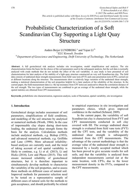 PDF Probabilistic Characterization Of A Soft Scandinavian Clay
