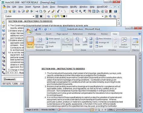 Autocad Bricscad And Intellicad Word Importexport Word2cad Software