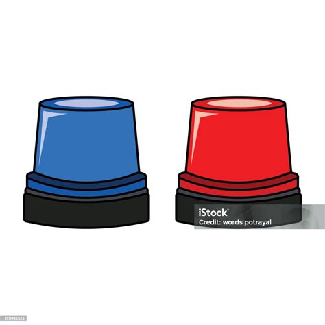 벡터 일러스트레이션 경찰 점멸 장치 사이렌 벡터 세트를 그리는 아이들 빨간색과 파란색 사이렌 평면 만화 격리 건강관리와 의술에 대한 스톡 벡터 아트 및 기타 이미지 Istock