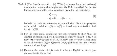 Solved Task The Euler S Method A Write Or Borrow Chegg