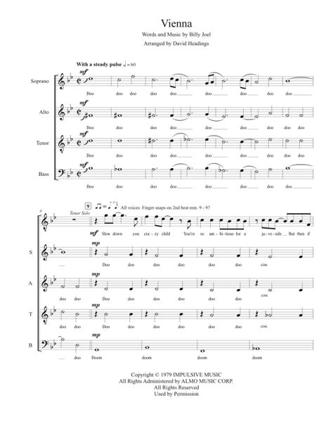 Vienna Sheet Music Billy Joel Choir