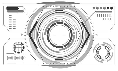 Hud 공상 과학 인터페이스 화면 흑백 뷰 디자인 가상 현실 미래 기술 디스플레이 벡터 Sf 영화에 대한 스톡 벡터 아트 및 기타 이미지 Sf 영화 가상현실 가상현실