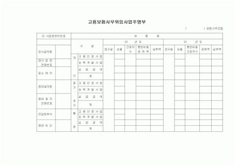구매 외주서식 고용보험사무위임사업주명부