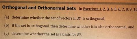 Solved Orthogonal And Orthonormal Sets In Exercises