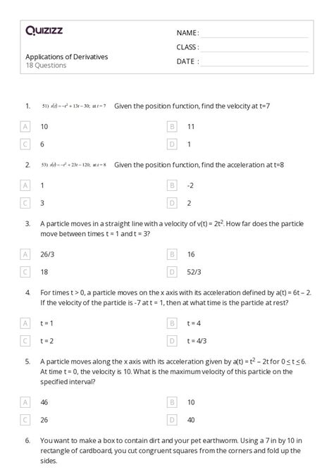 50 Derivatives Of Logarithmic Functions Worksheets On Quizizz Free