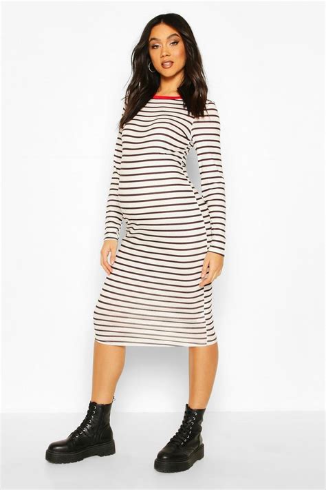 Maternity Ringer Stripe Bodycon Dress
