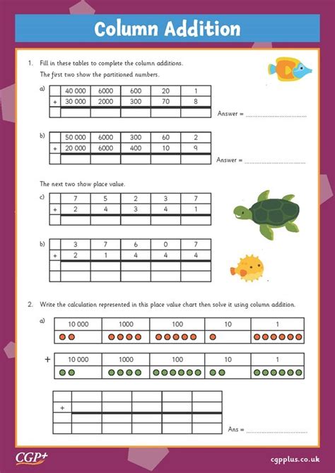 Column Addition Problems Year 5 Cgp Plus Worksheets Library
