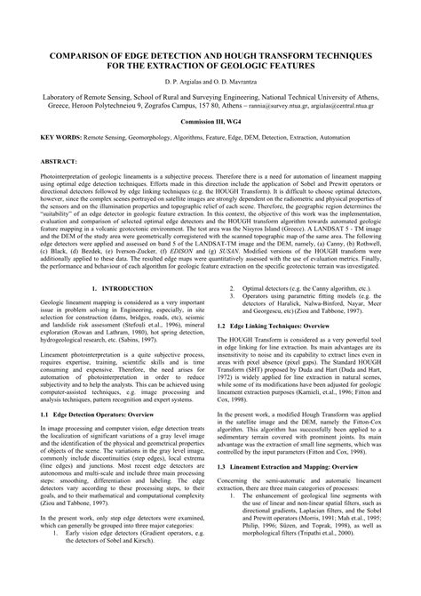 Comparison Of Edge Detection And Hough Transform Techniques For The Extraction Of Geologic