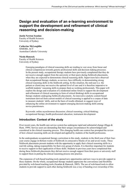 Pdf Design And Evaluation Of An E Learning Environment To Support The Development And