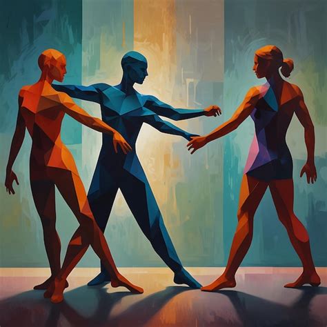 Abstract Dance Of Intertwined Human Shapes Creating A Fluid Dynamic Composition Of Human Form