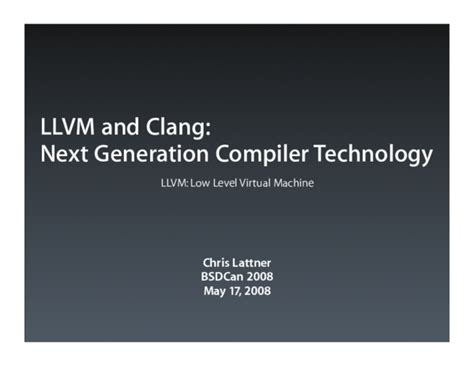 pdf llvm and clang next generation compiler technology