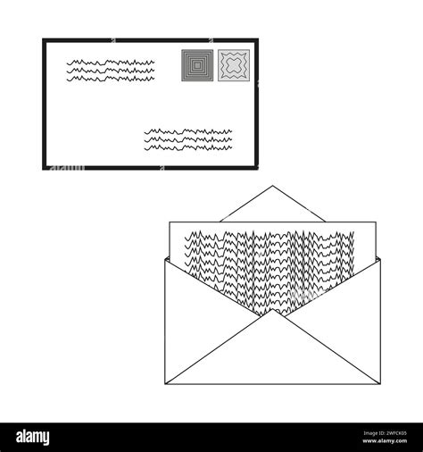 Envelope Letter Address In Sketch Style Empty Postcard Vector