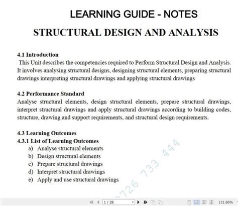 Structural Design And Analysis Learning Guide Pdf Notes Tvet Cdacc Level 6 Cbet Pdf Notes