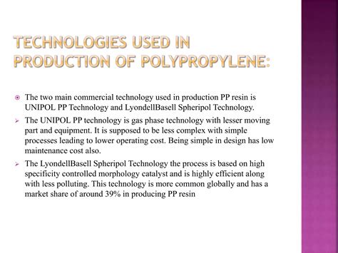 Industrial Processes For Synthesis Of Polypropylene Pptx
