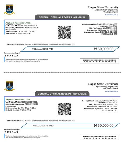Acceptance Fee Payslip Pdf Receipt Payments