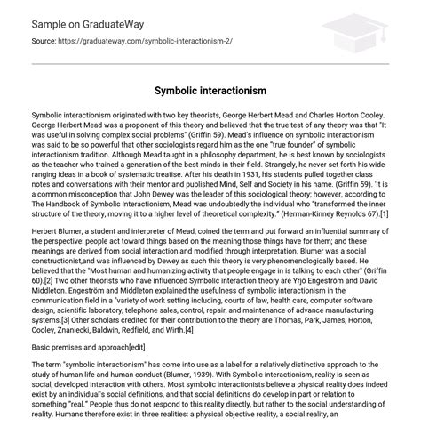 ⇉symbolic Interactionism Short Summary Essay Example Graduateway