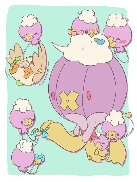 Rowlet Drifloon And Drifblim Pokemon Drawn By Mokukitusui Danbooru