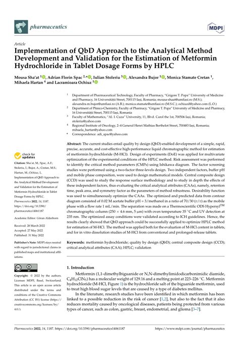 Pdf Implementation Of Qbd Approach To The Analytical Method Development And Validation For The