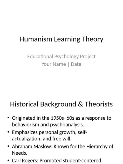 Humanism Learning Theory Presentation Pdf