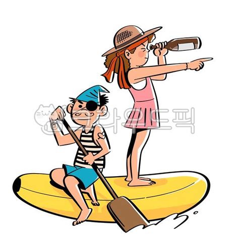 바다 바나나보트 배 어린이 해적 사진이미지일러스트캘리그라피 미리디스톡작가