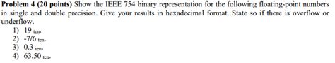 Solved Show The Ieee 754 Binary Representation For The