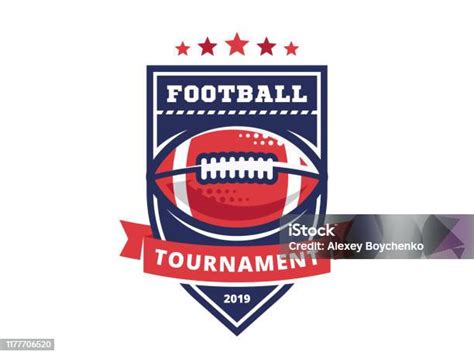 미식 축구 캠프 엠블럼 흰색 배경에 미식 축구 공이있는 템플릿을 디자인합니다 미식 축구공에 대한 스톡 벡터 아트 및 기타 이미지 미식 축구공 Championship