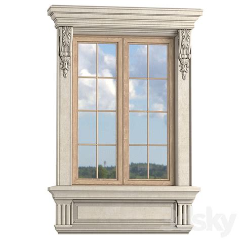 Classic Frame Window Trim Facade Element 3d Model