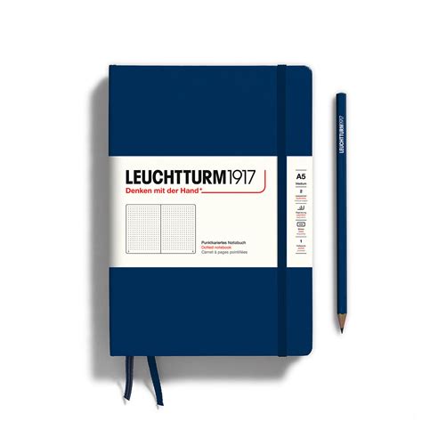 Medium A5 Navy Blue Dotted Hardcover Notebook Our Watered Grass