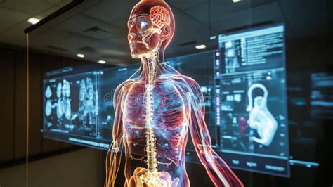 Detailed Digital Twin Model Of Human Body In Interactive Display Stock Illustration