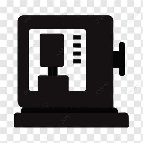 흰색 바탕에 검은색 자동 판매기 아이콘 벡터 흰색 배경에 있는 기관단총의 단순한 검은색 아이콘 그림자 없음 작은 프레임 중앙 Png 일러스트 및 벡터 에 대한 무료