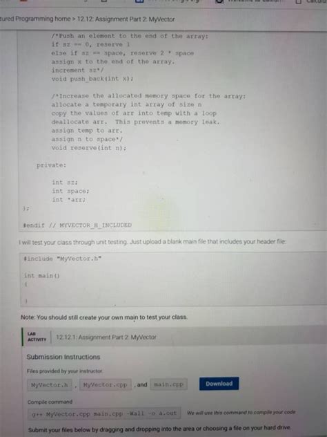 Solved 1212 Assignment Part 2 Myvector You Will Use