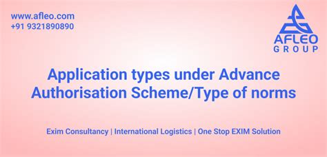 06 Application Types Type Of Norms Under Advance Authorisation Scheme