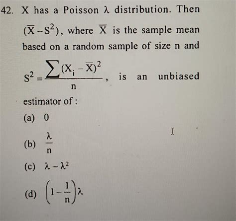 Solved X Has A Poisson Lambda Distribution Then