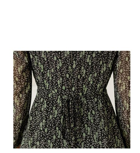 시크라인 오드레 빈티지 패턴 쉬폰 플레어 롱 원피스