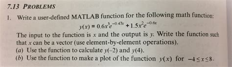 Solved PROBLEMS Write A User Defined MATLAB Function Chegg