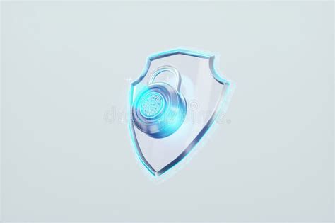 Shield And Lock With Fingerprint Hologram Fingerprint Scanner Concept Data Protection Cyber